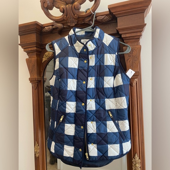 Jackets & Coats | Crown And Ivy Blue And White Checkered Vest Size Xs ...